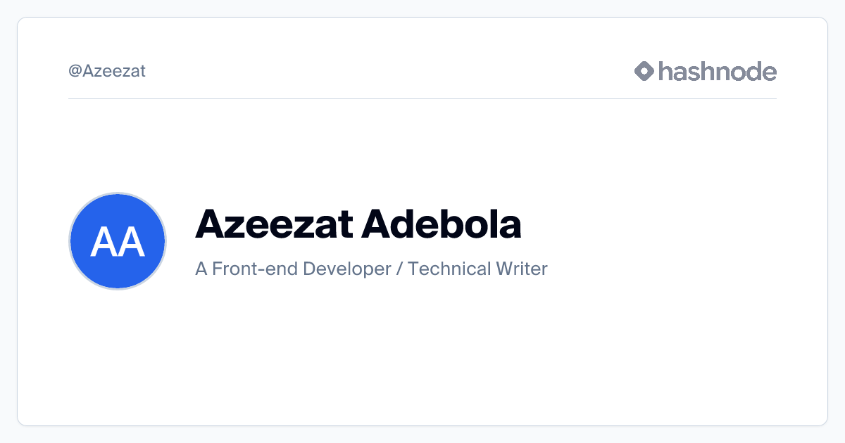 Azeezat Adebola (@Azeezat) | Hashnode