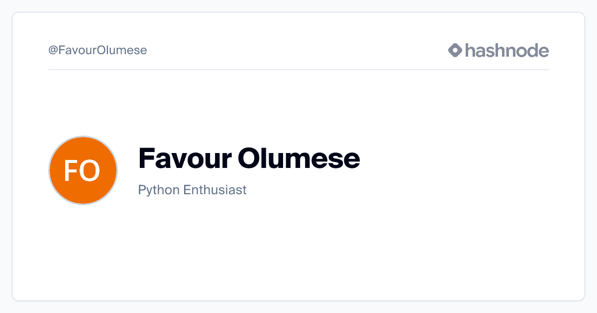 Favour Olumese (@FavourOlumese) | Hashnode
