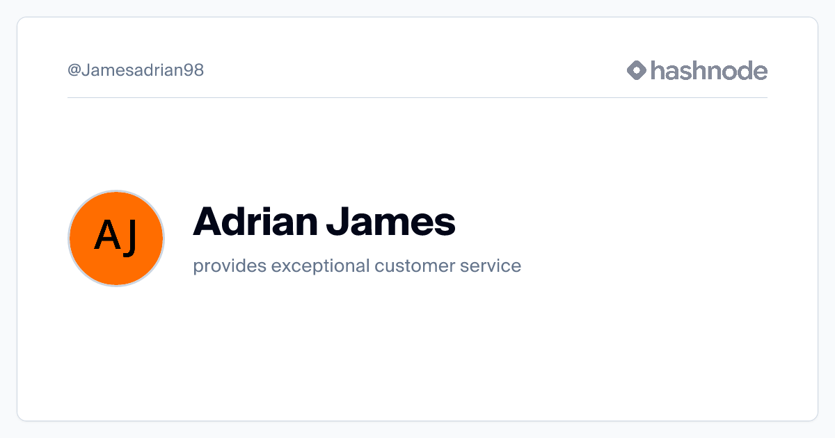 Adrian James (@Jamesadrian98) | Hashnode