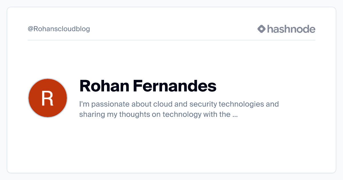Rohan Fernandes (@Rohanscloudblog) | Hashnode