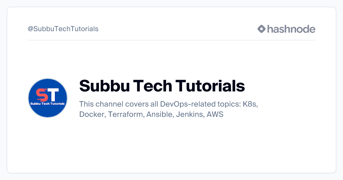 Subbu Tech Tutorials (@SubbuTechTutorials) | Hashnode
