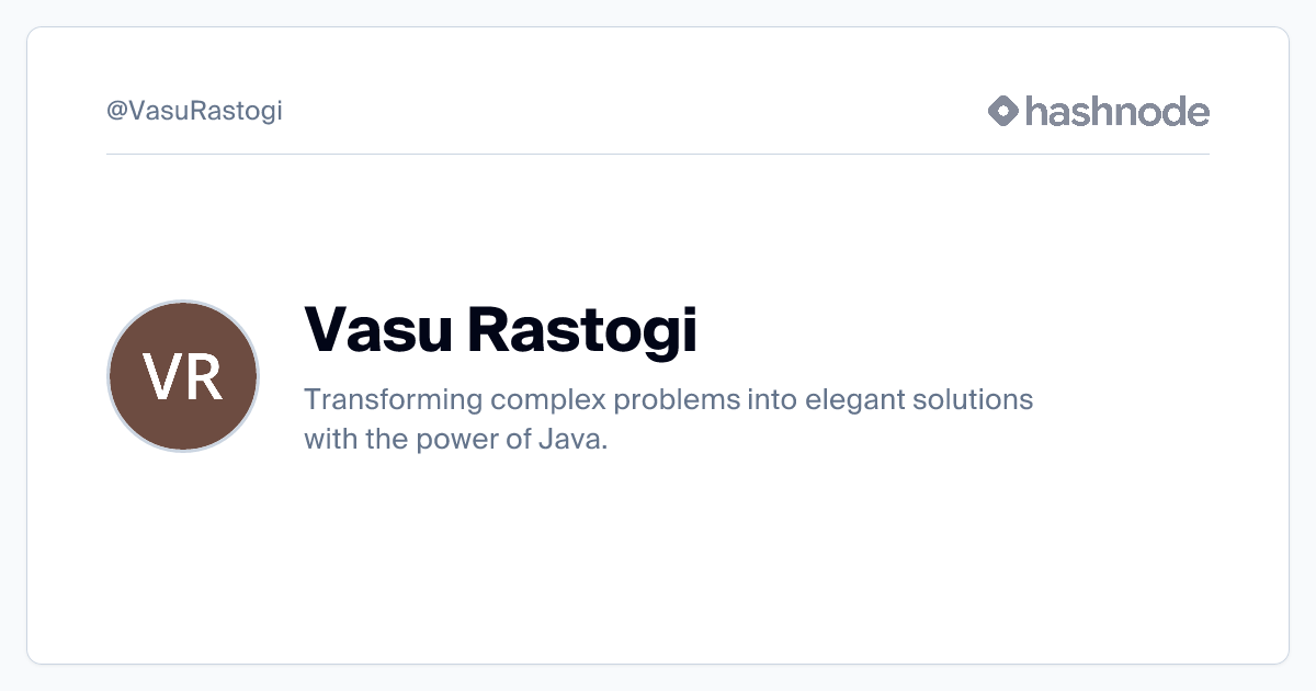 Vasu Rastogi (@VasuRastogi) | Hashnode