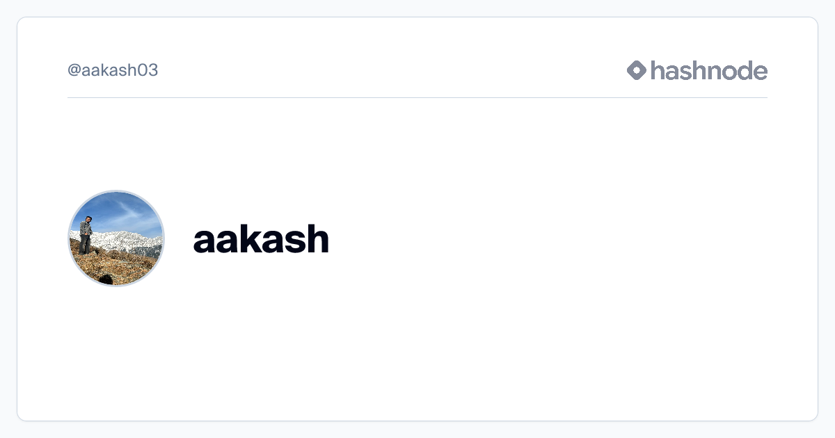 aakash (@aakash03) | Hashnode
