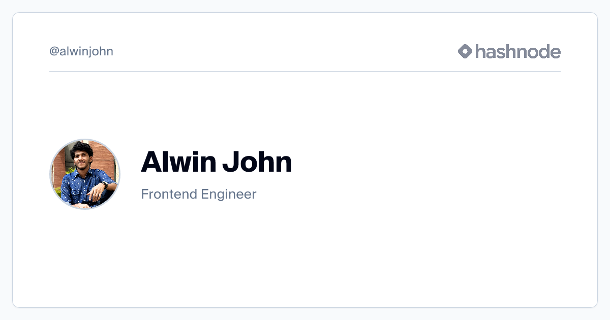 Alwin John (@alwinjohn) | Hashnode