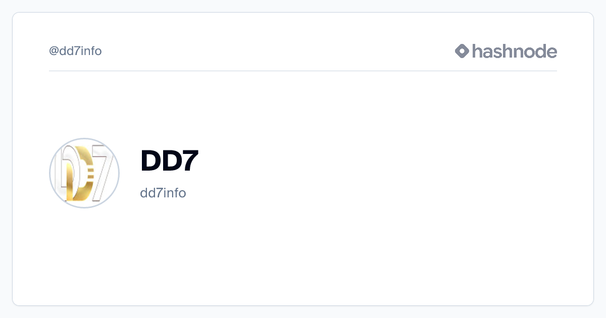 DD7 (@dd7info) | Hashnode