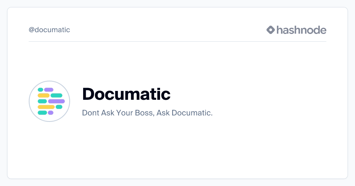 Documatic (@documatic) | Hashnode