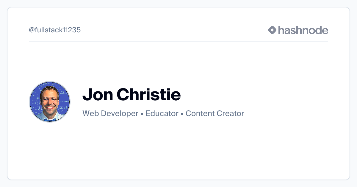 Jon Christie (@fullstack11235) | Hashnode