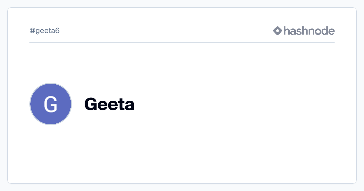 Geeta (@geeta6) | Hashnode