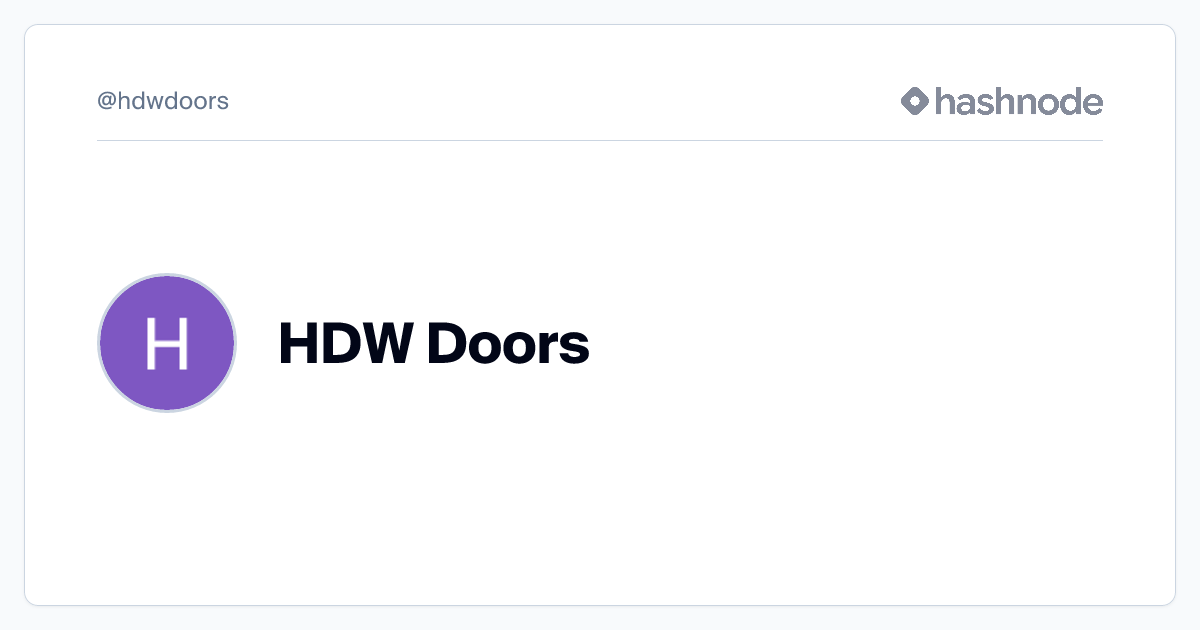 HDW Doors (@hdwdoors) | Hashnode
