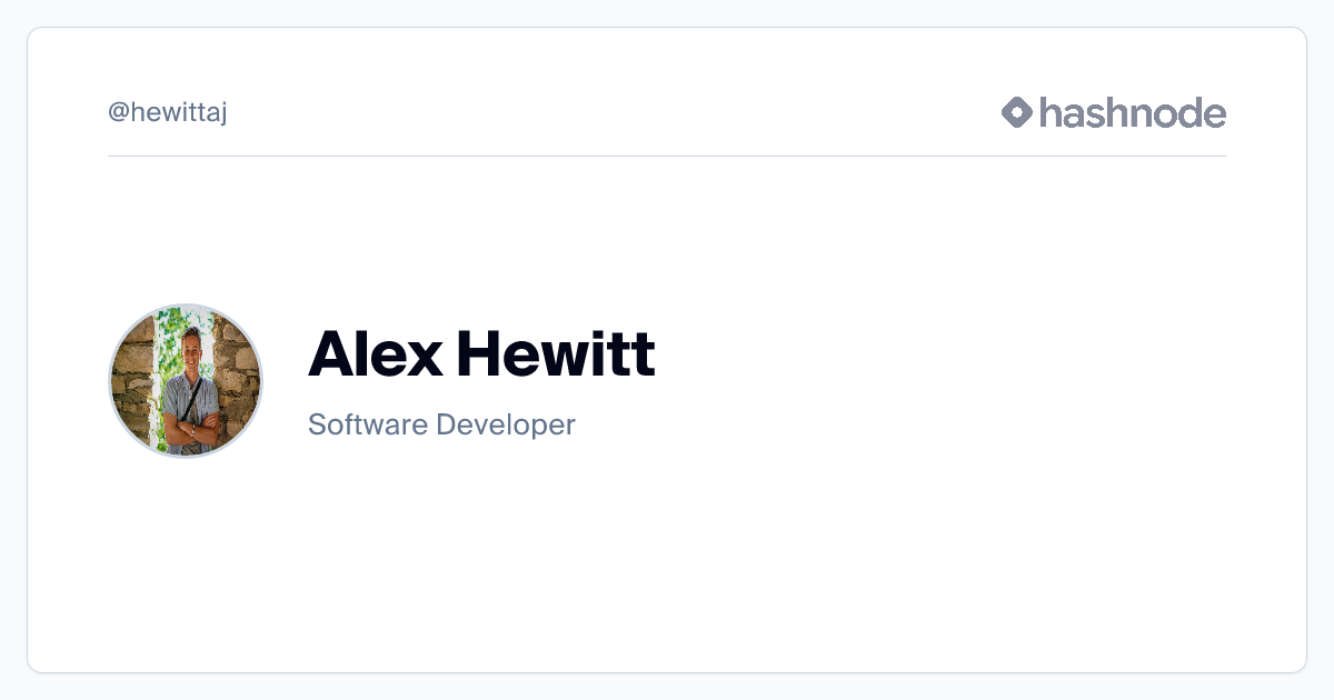Alex Hewitt (@hewittaj) | Hashnode