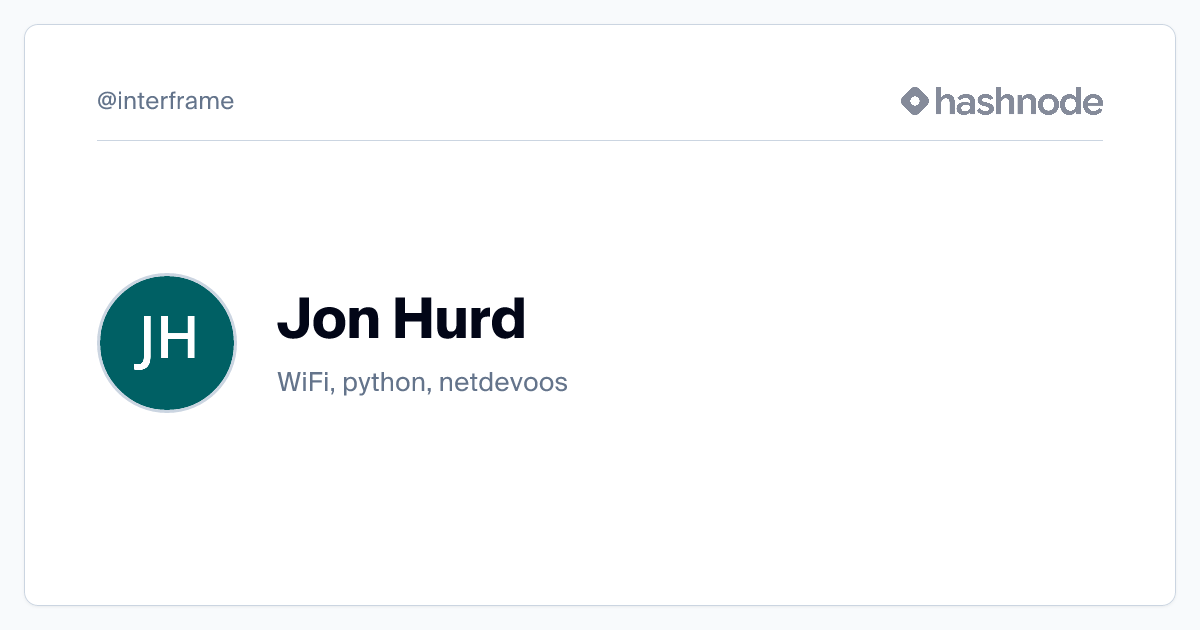Jon Hurd (@interframe) | Hashnode