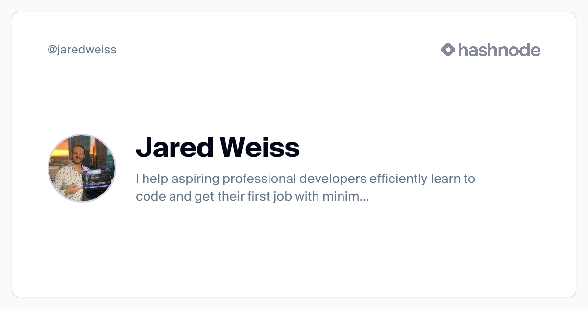 Jared Weiss (@jaredweiss) | Hashnode