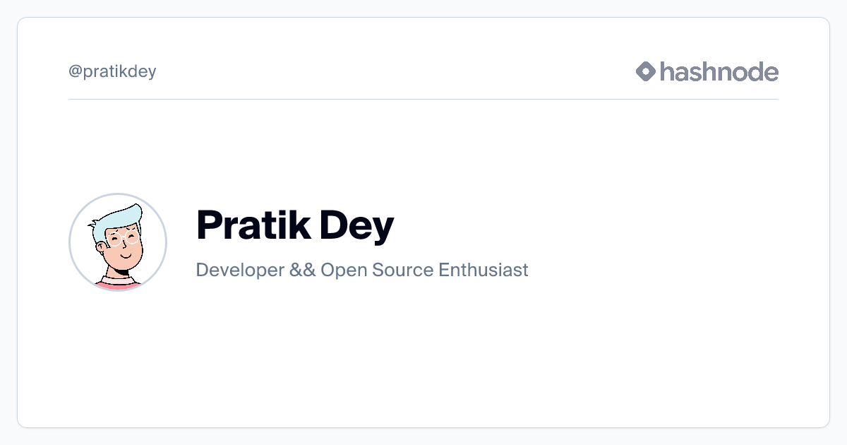 Pratik Dey (@pratikdey) | Hashnode