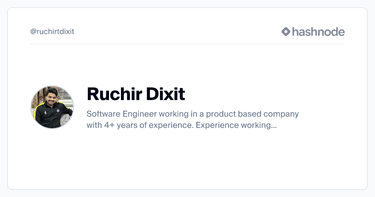 Ruchir Dixit (@ruchirtdixit) | Hashnode