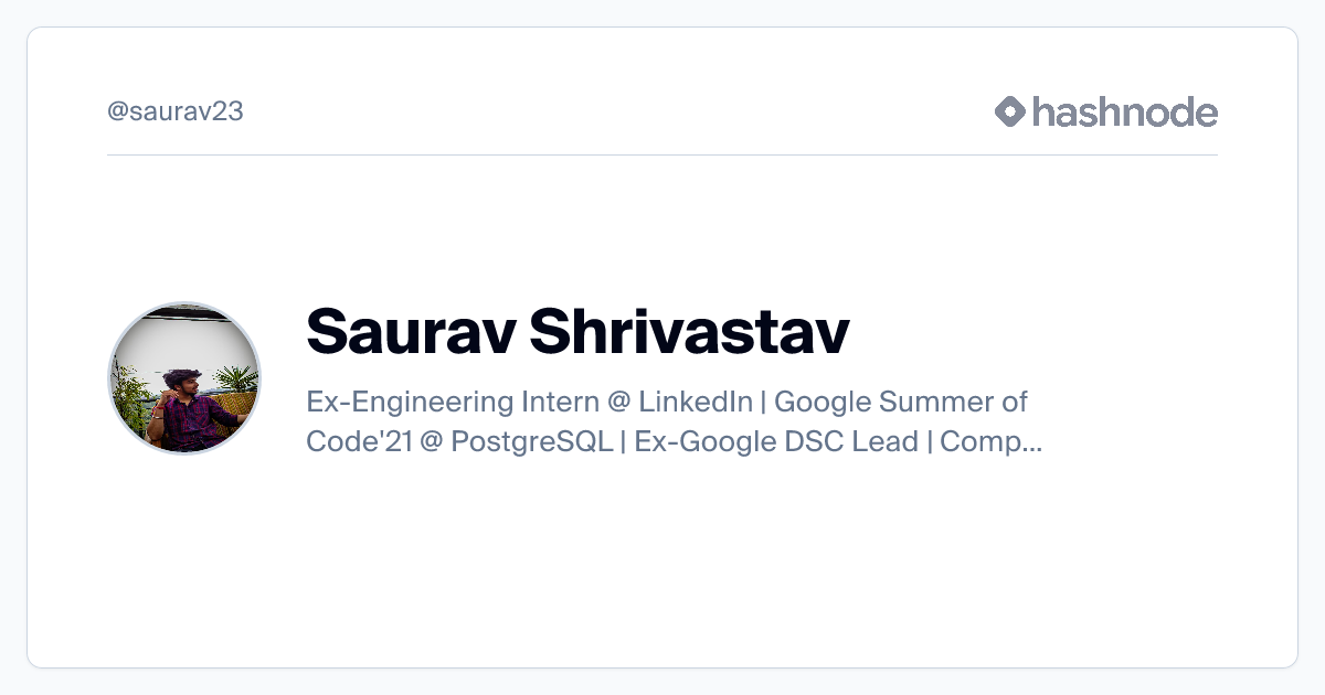 Saurav Shrivastav (@saurav23) | Hashnode