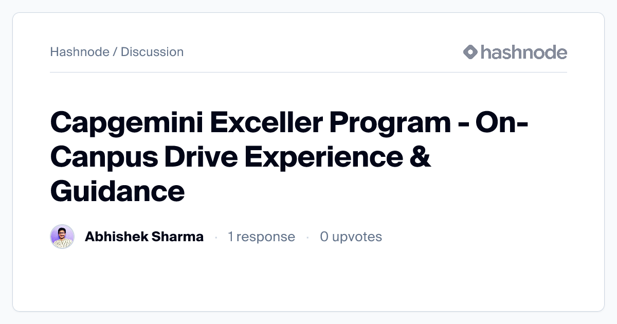 Discussion on "Capgemini Exceller Program - On-Canpus Drive Experience ...