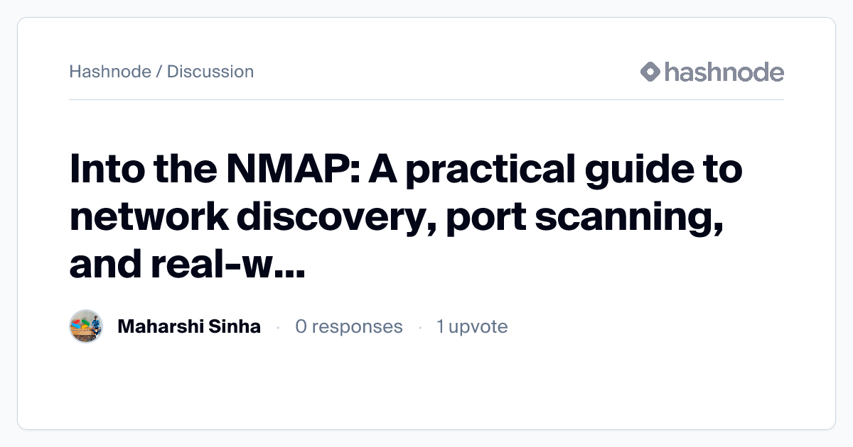 Discussion on "Into the NMAP: A practical guide to network discovery ...