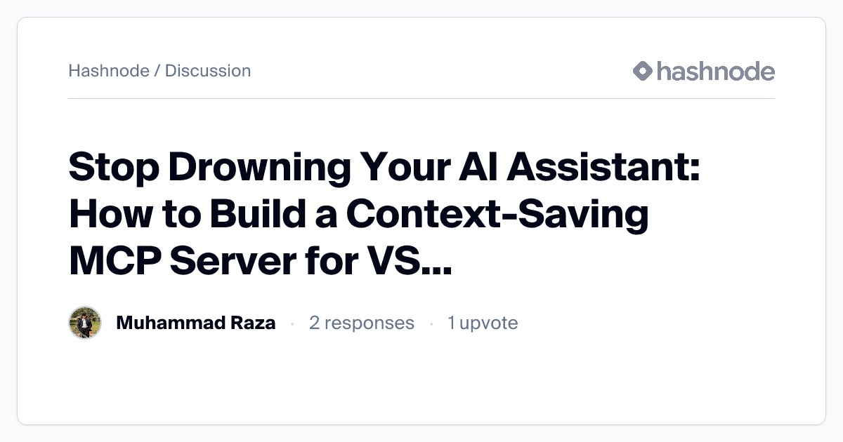 Discussion on "Stop Drowning Your AI Assistant: How to Build a Context ...