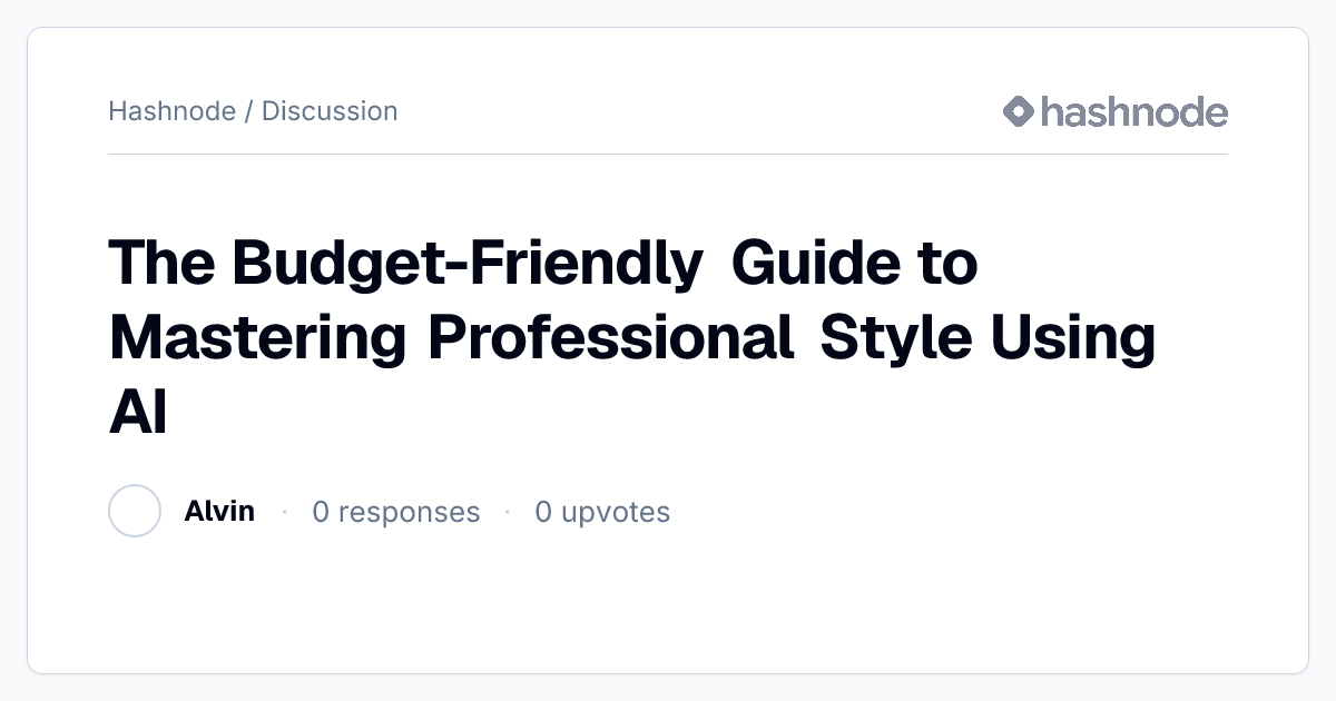 Discussion on "The Budget-Friendly Guide to Mastering Professional ...