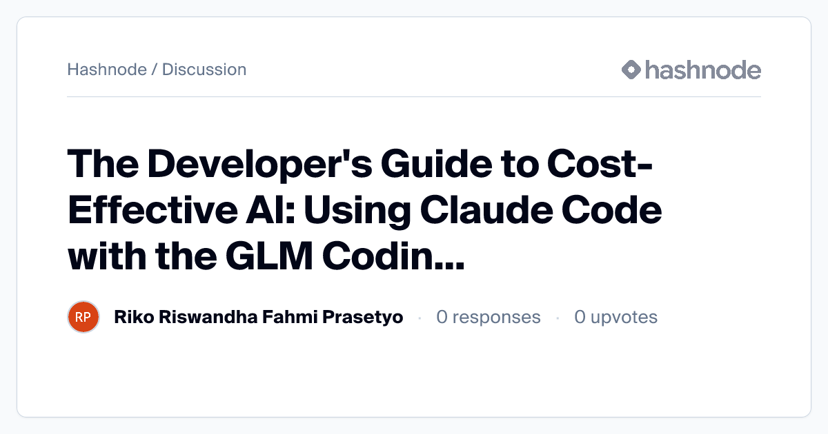 Discussion on "The Developer's Guide to Cost-Effective AI: Using Claude ...